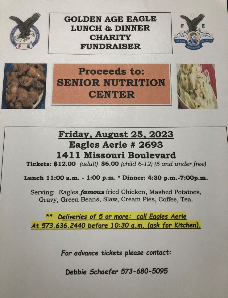 Eagles Golden Age Lunch & Dinner Fundraiser for Senior Nutrition ...