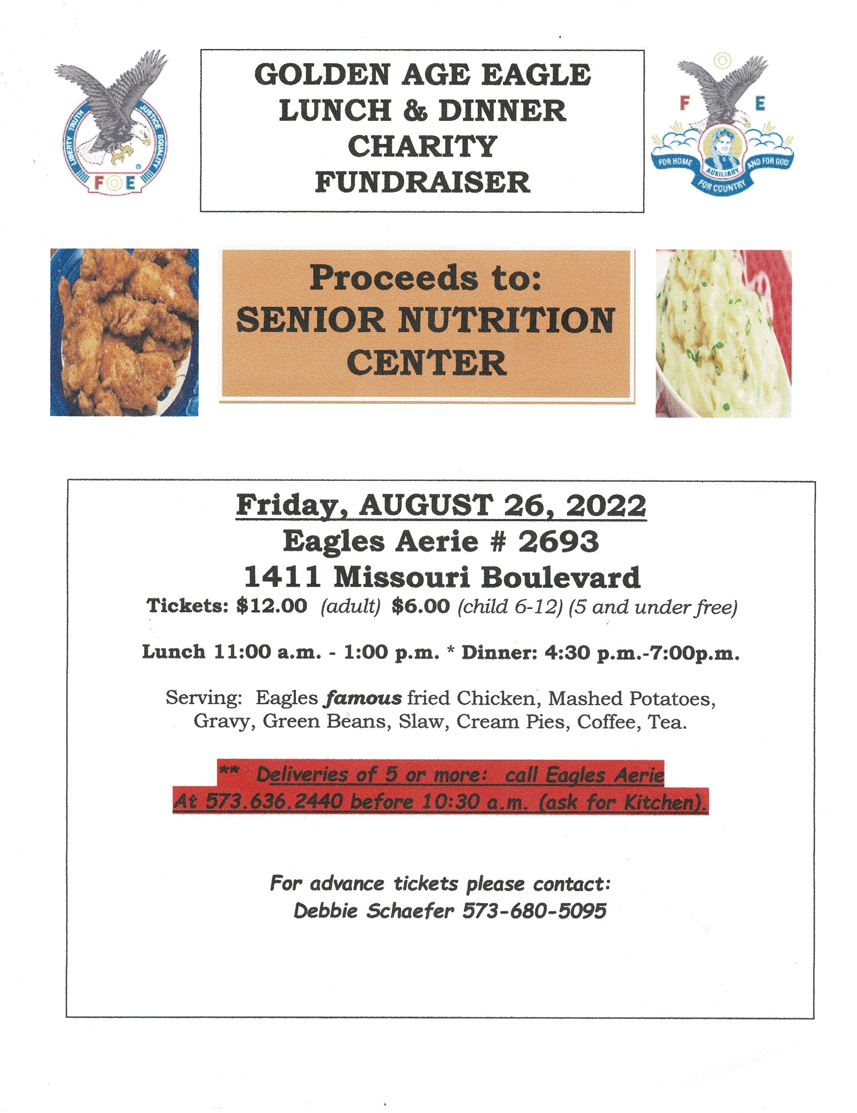 Golden Age Eagle Lunch & Dinner Fundraiser for Senior Nutrition Council ...