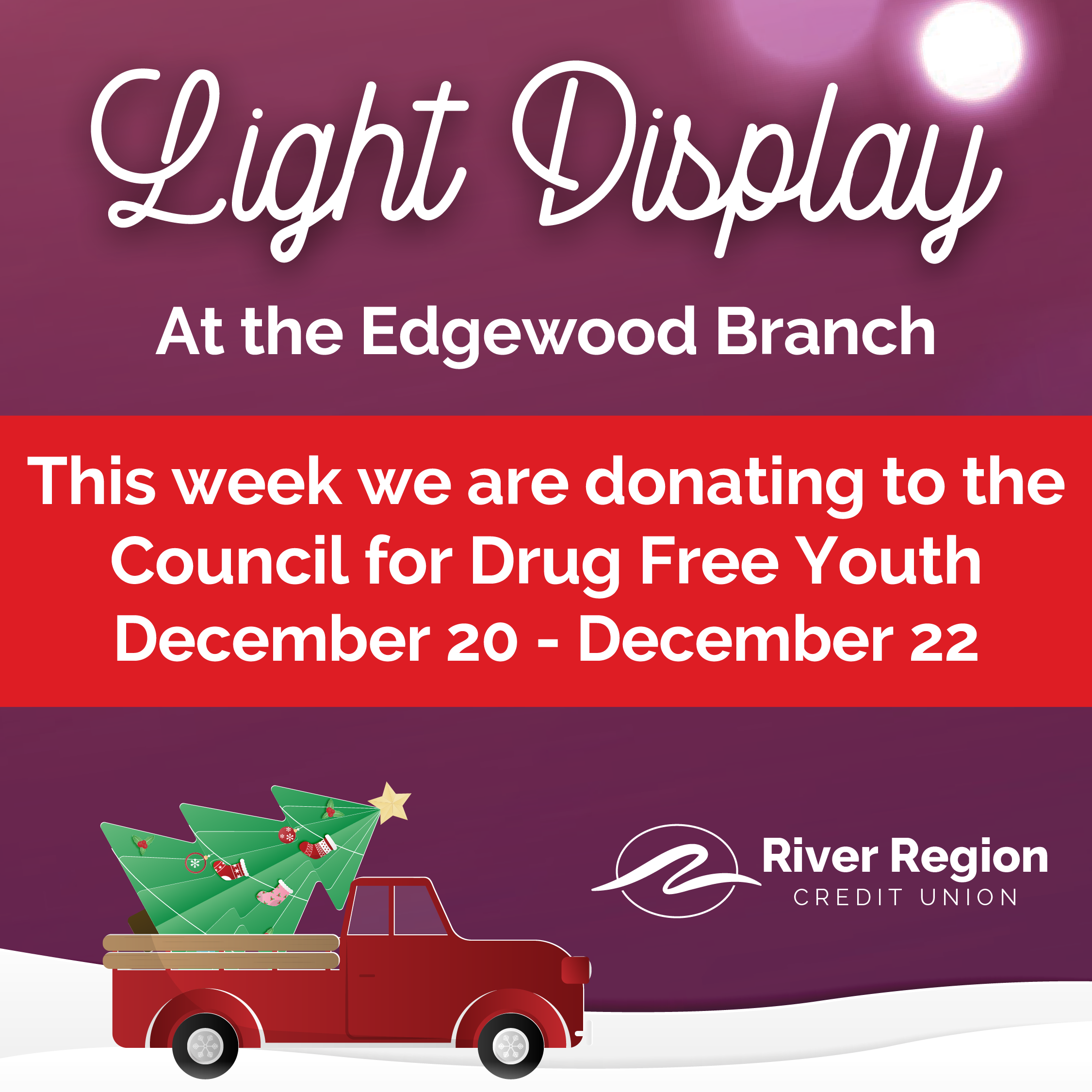 River Region Credit Union Light Display - Benfiting Council for Drug ...